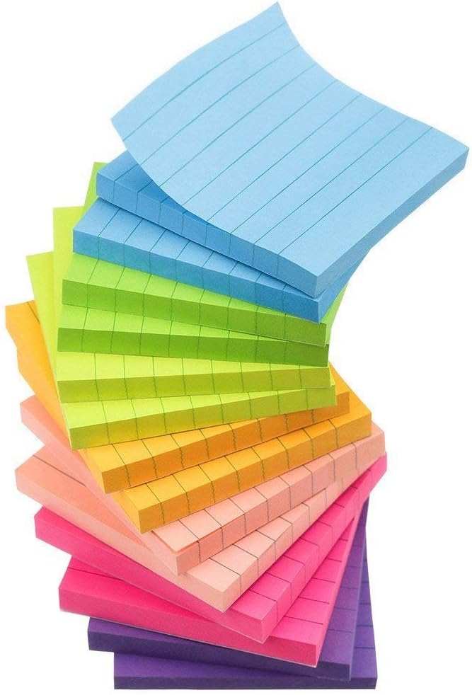 Amazon.com : 14 Pads/Pack Early Buy 7 Bright Color Lined Sticky Notes ...
