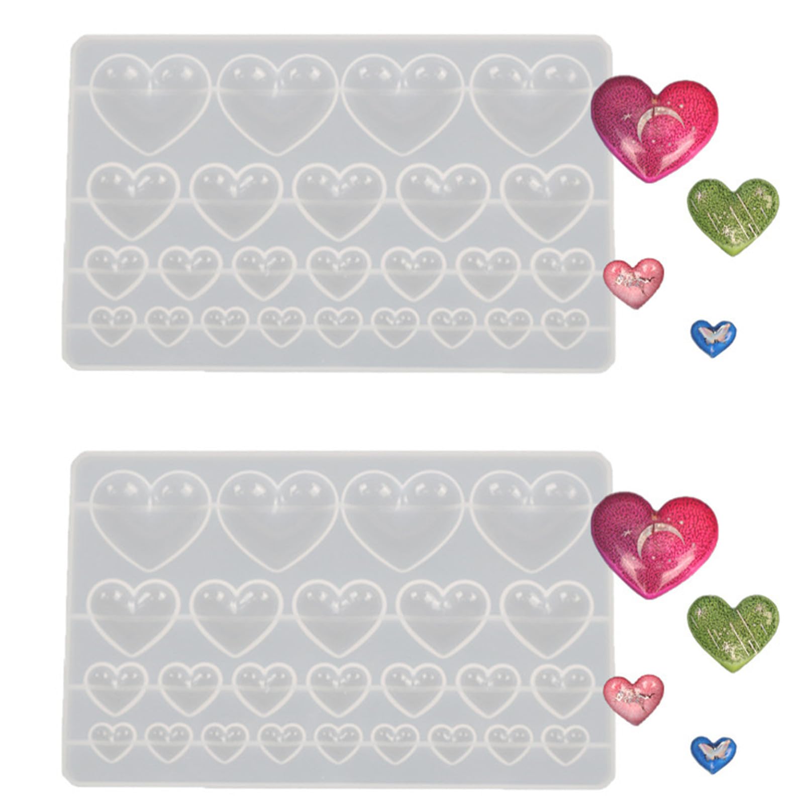Amazon.com: DD-life 2 Pcs Heart Silicone Mold, Mixed Size Heart Shape ...
