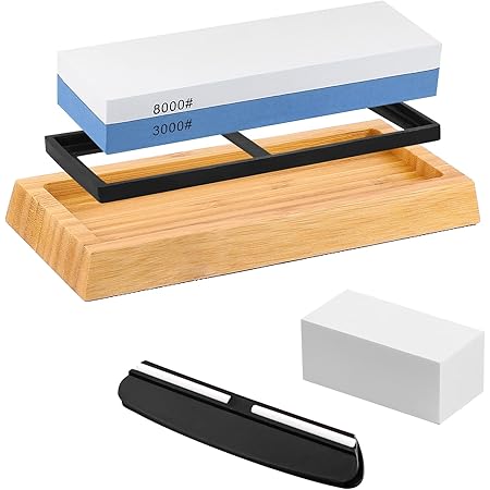 Amazon.com: Sharpening Stone Whetstone Set 2 Side Grit 400 1000 3000 ...
