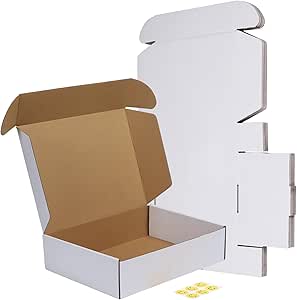 Amazon.com: RLAVBL 12x9x3 Shipping Boxes Set of 6, White Corrugated ...