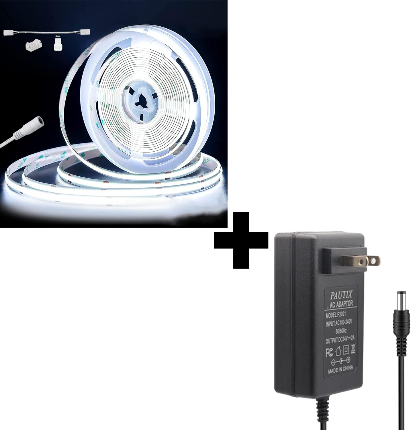 Amazon.com: PAUTIX COB LED Strip Lights 24ft/7.5m 6000K Daylight White ...