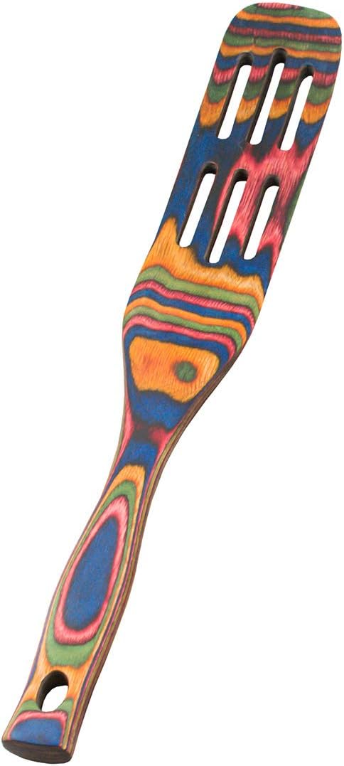 Island Bamboo Pakkawood Spurtle - 13 Inch Rainbow Slottled Spurtle ...