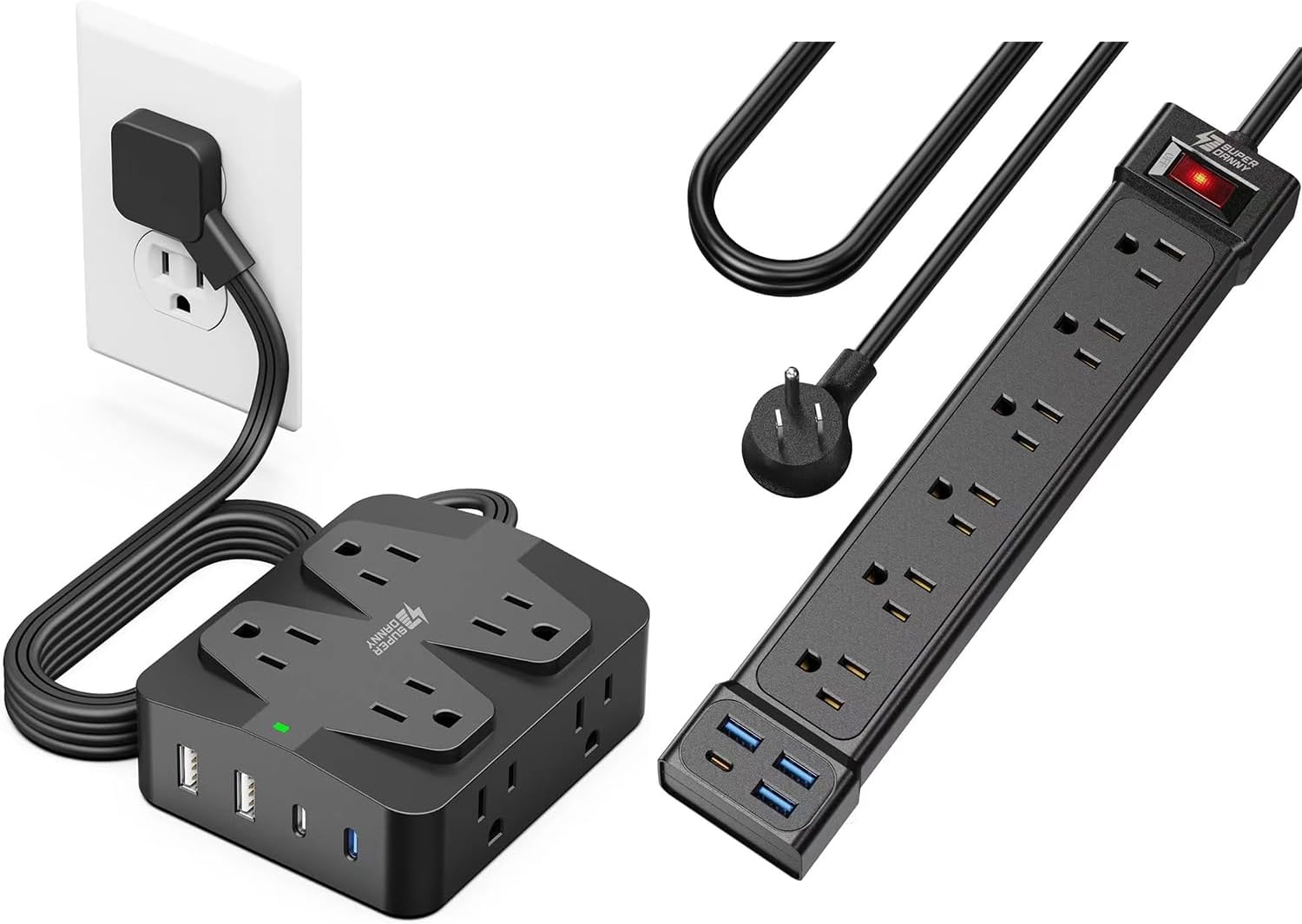 Amazon.com: Power Strip with 4 USB Ports 6 Outlets + 35W Power Strip ...