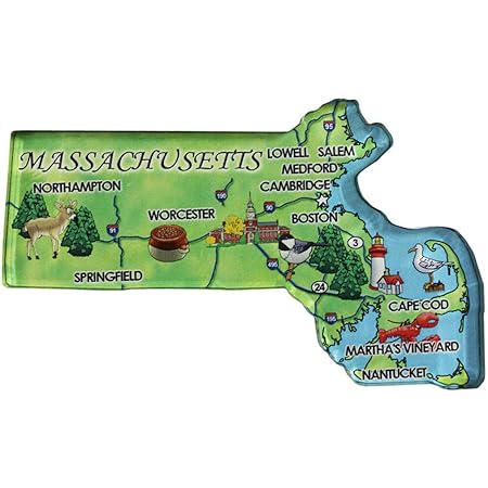Amazon.com: Massachusetts - Acrylic State Map Refrigerator Magnet ...