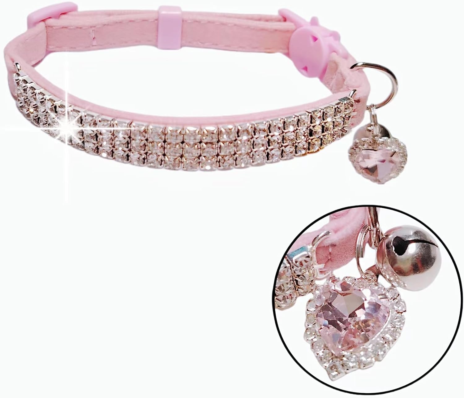 Pet Supplies : Morbuutii Rhinestones Cat Collar with Bell & Bling Heart ...