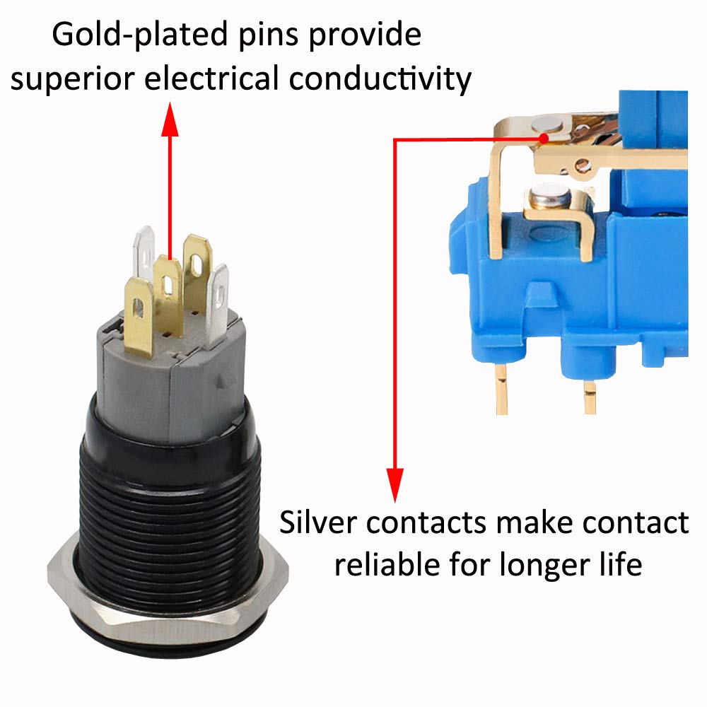 Snapklik.com : 19mm 12V 5A Car White LED Light Angel Eye Metal Push ...