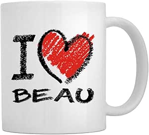 Amazon.co.jp: Teeburon I love Beau chalk style マグカップ11オンス : Home & Kitchen