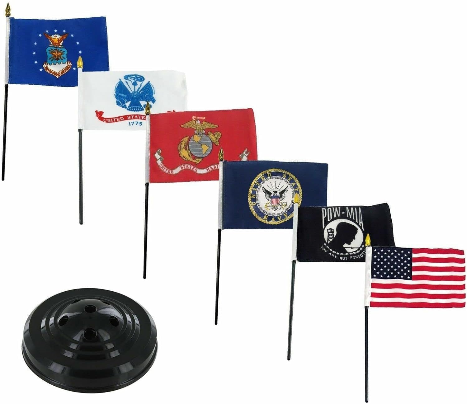 Amazon.com: US ARMED FORCES Military Desk Flag Set With American Flag ...