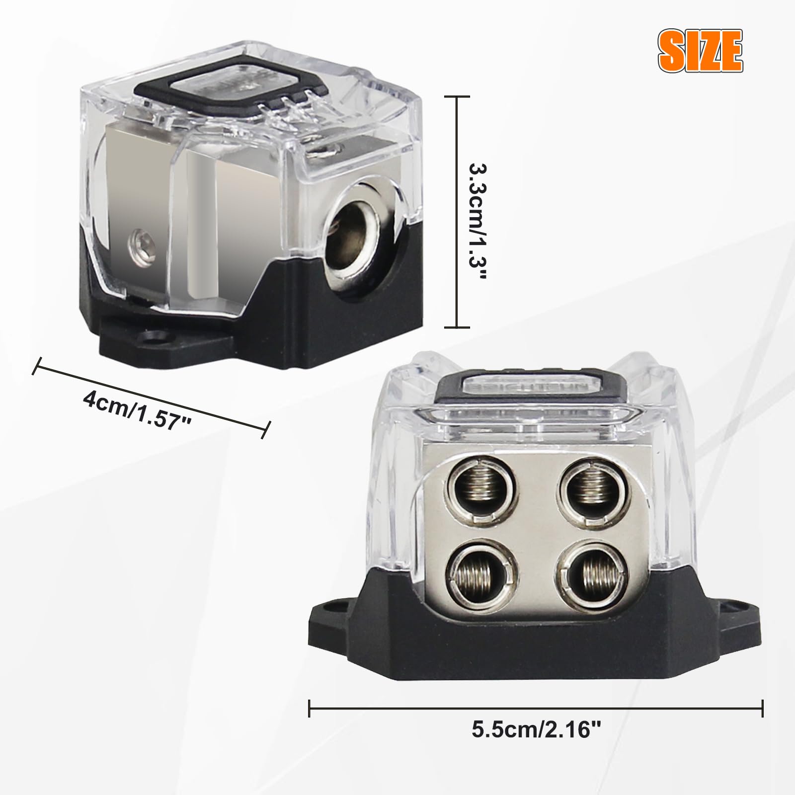 Snapklik.com : 4 Way Power Distribution Block, 0/2/4 AWG Input / 4X 8 ...