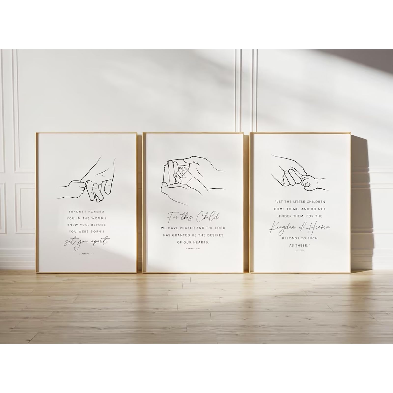 Amazon.com: Nursery Scripture Wall Art Set of 3 Nursery Bible Verse ...