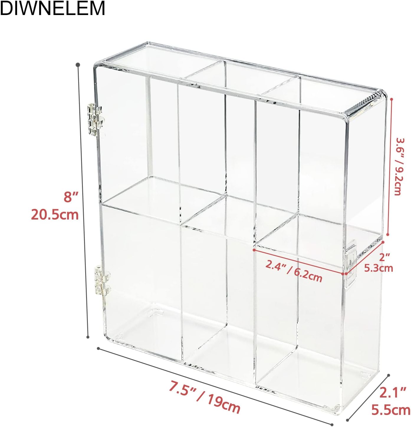 Acrylic Display Case Cabinet Stand 6 Compartments Storage Box Display ...