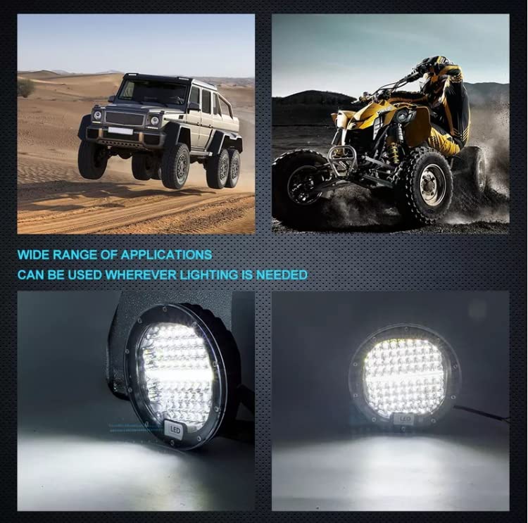 LightsGoGo 9 Inch Round LED Off Road Lights with Cover, Combo Beam 384W ...