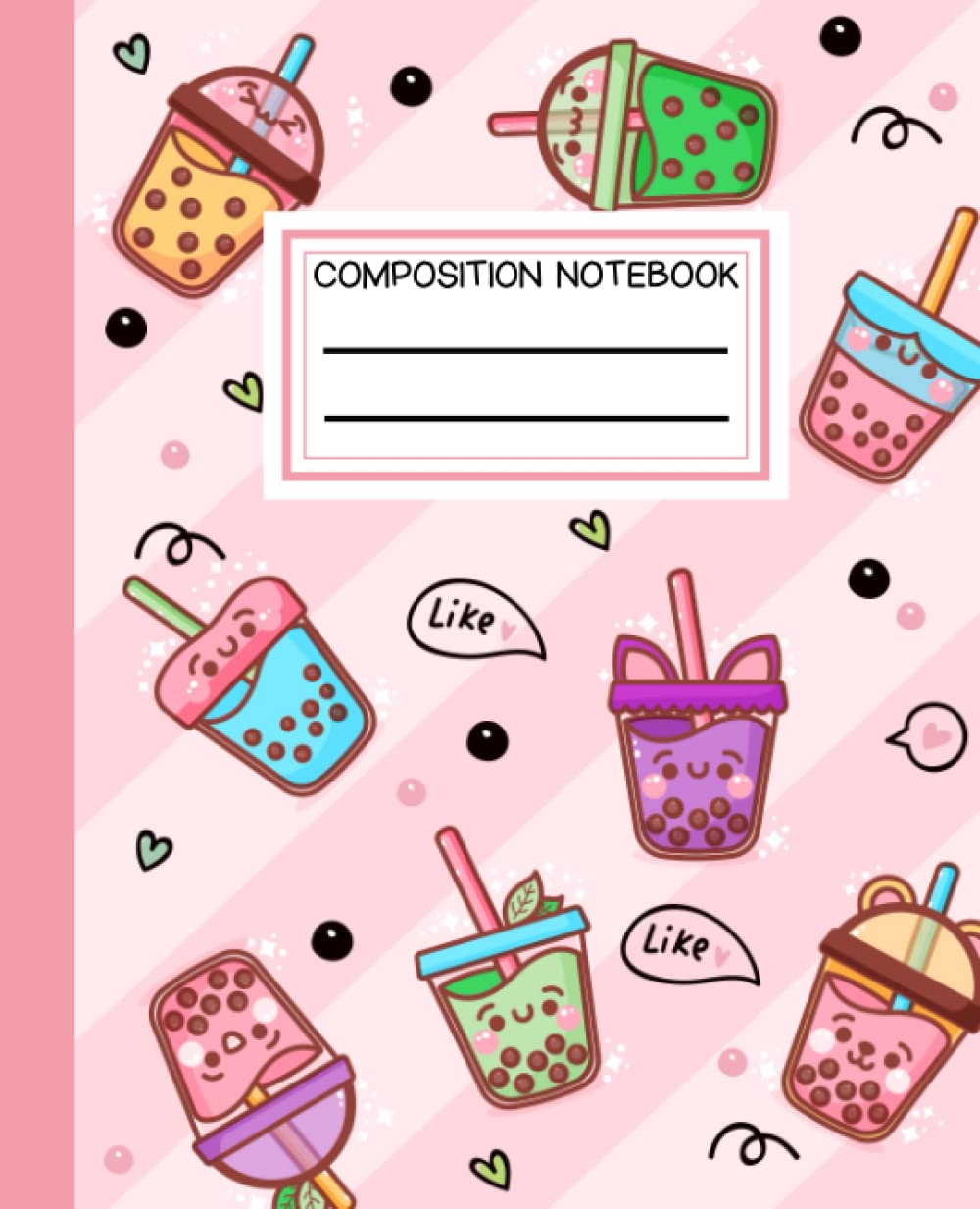 Amazon.com: Boba Milk Tea Composition Notebook Wide Ruled: Kawaii ...