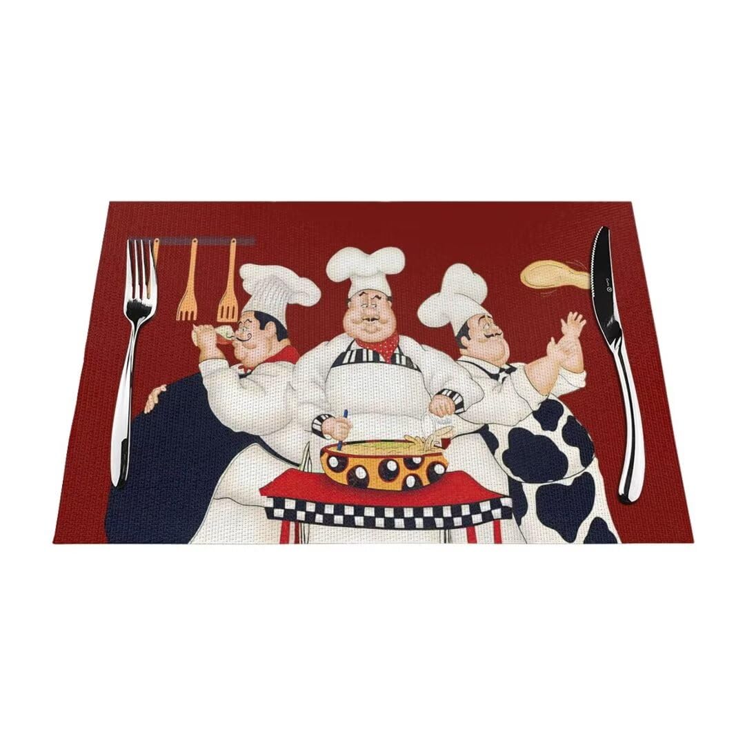 Amazon.com: Chef Placemats Set of 4，Three Chefs Heat Resistant Non-Slip ...