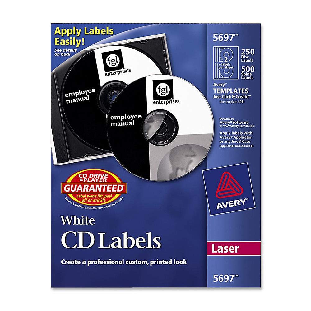 CD Labels, Laser, Permanent, (a) CD Labels, White Matte, 250 : Amazon ...