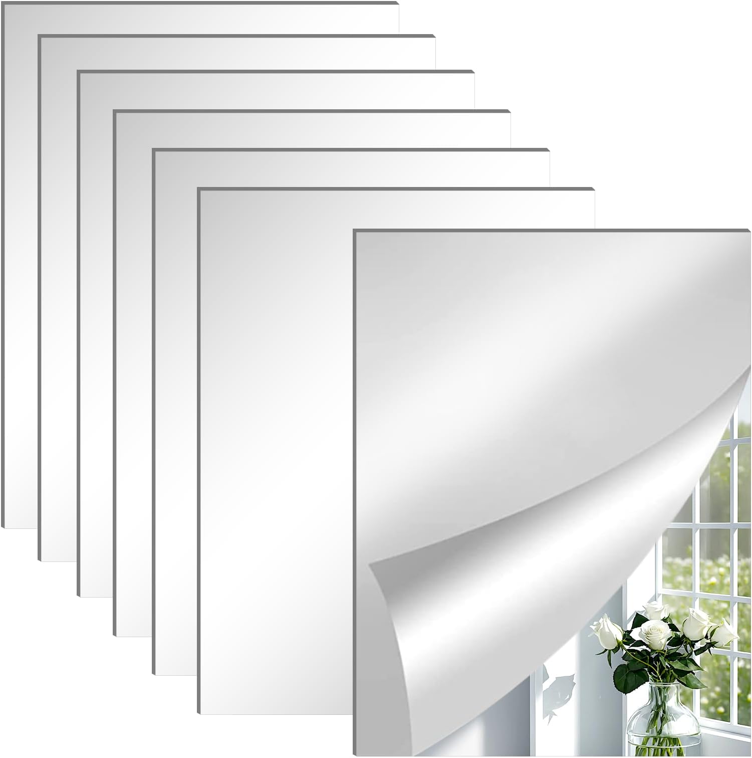 SIWOKJJO 4 Pcs Self Adhesive Acrylic Mirror - 7.8in×7.8in Flexible ...