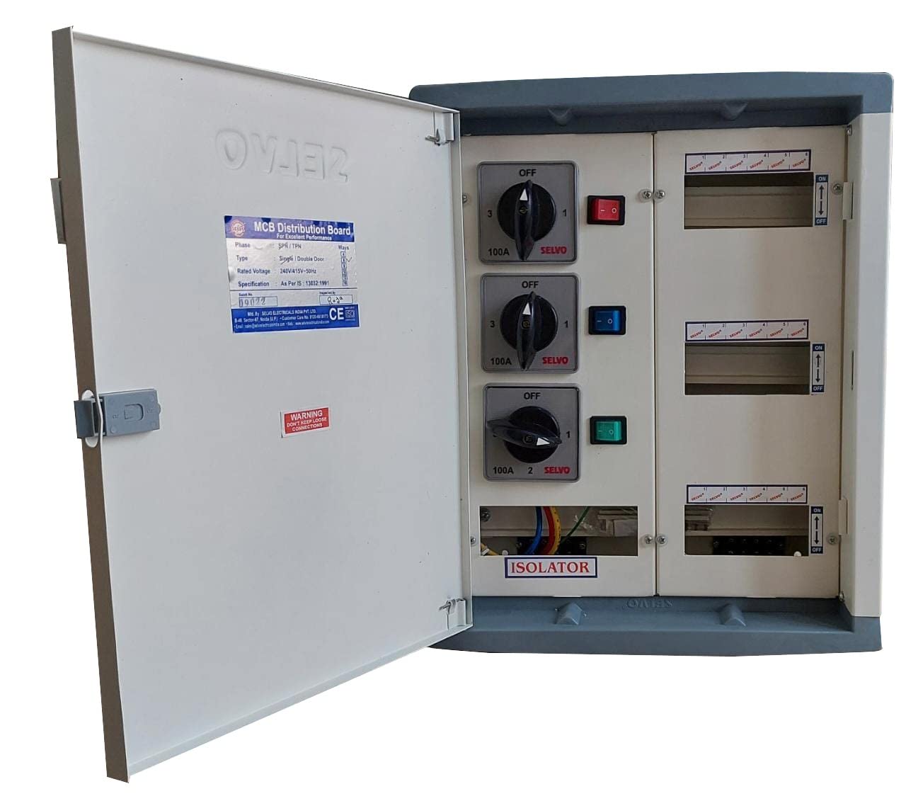 SELVO 100 Amp 6 Ways TPN Phase Selector Distribution Board (Fitted with ...
