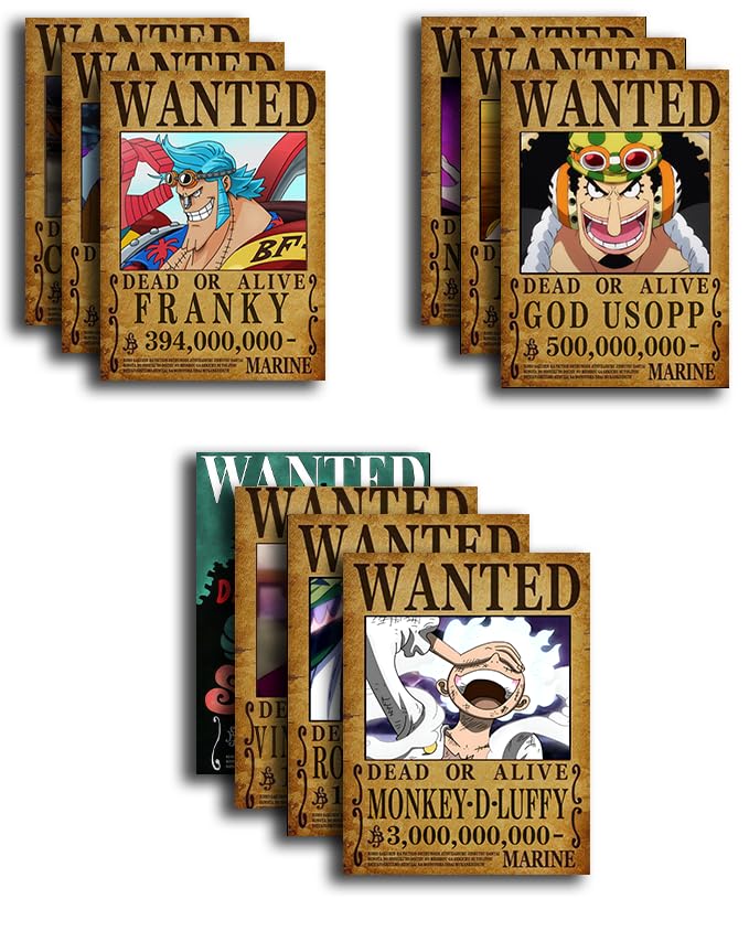 Comic Bunker One Piece Straw Hats Wanted Poster After Wano Set OF 10 ...