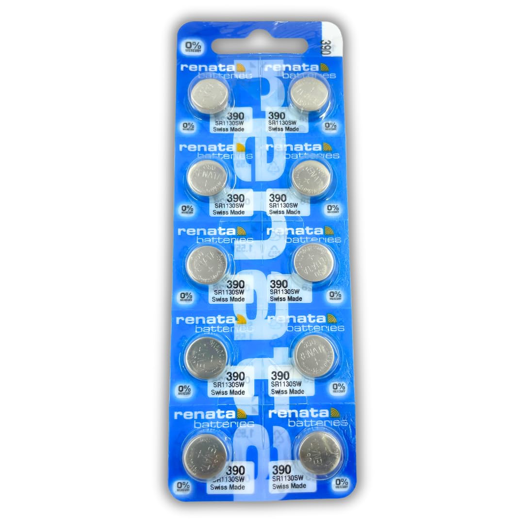 Renata Silver Oxide 390 Battery, Swiss Made (Pack of 10 Cells) : Amazon ...