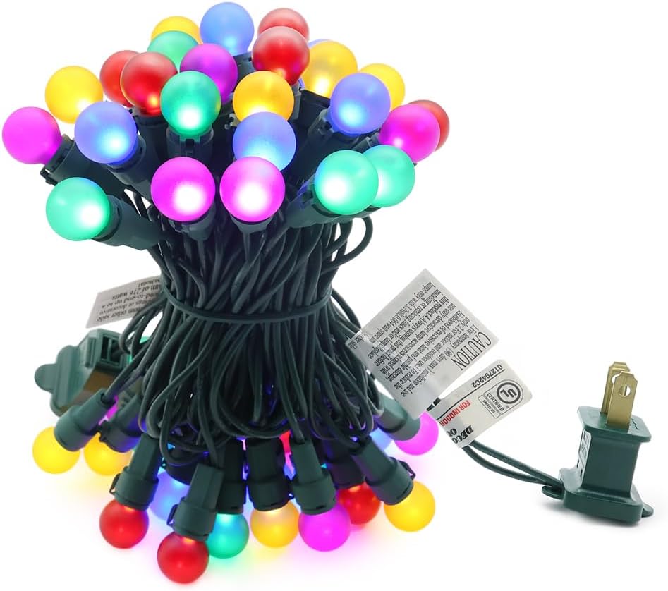 Christmas Light Frosted Multi Color 50 LED Globe String Light UL ...
