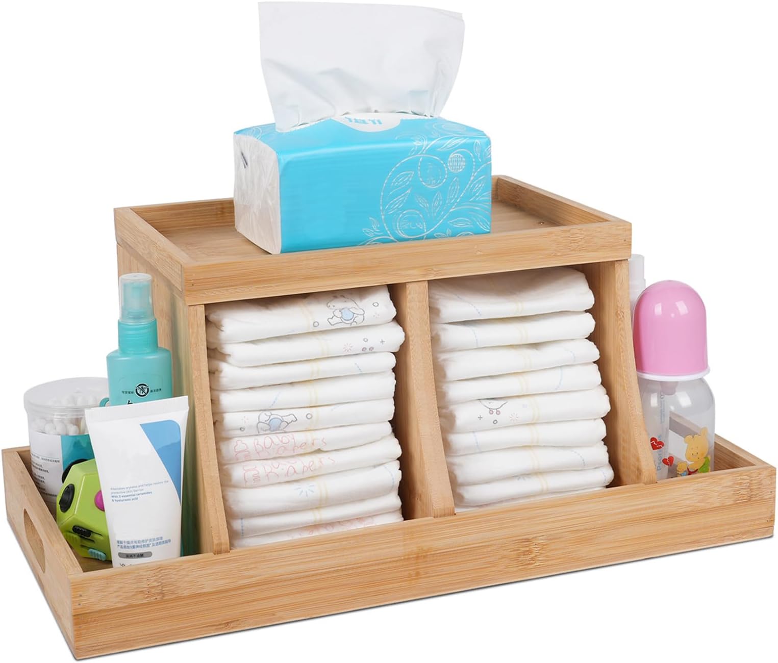 Amazon.com: YEXEXINM Diaper Caddy Organizer, Durable Wooden Changing ...