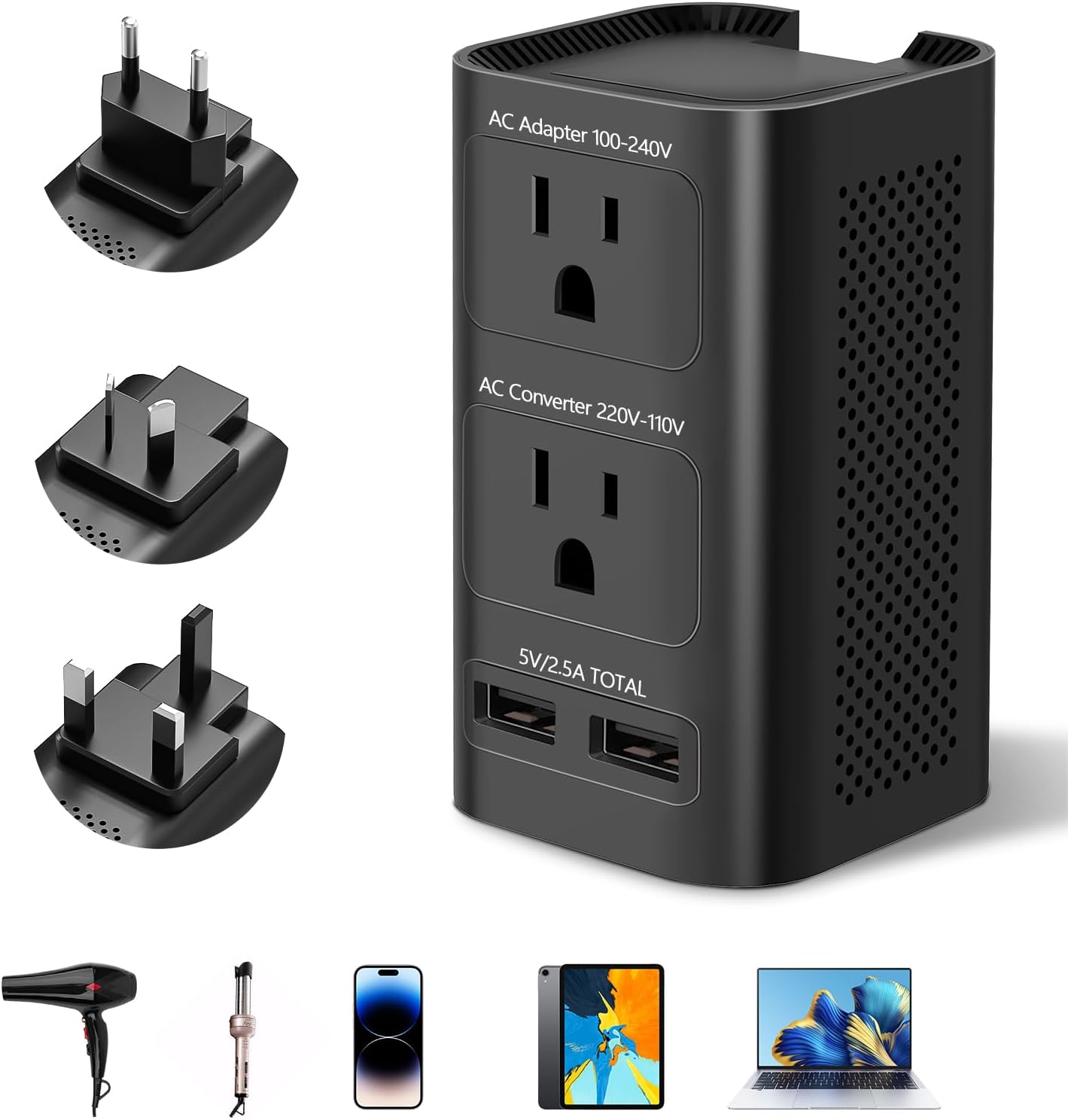 Amazon.com: Convertidor de voltaje de 220 V a 110 V de EE. UU. a Europa ...