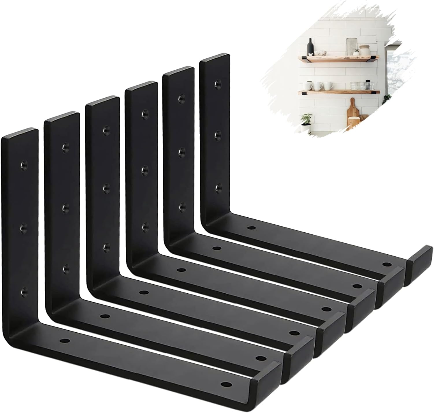 MLOQI Industrial Shelf Brackets for Wood - 5mm Thick Heavy Duty Shelf ...