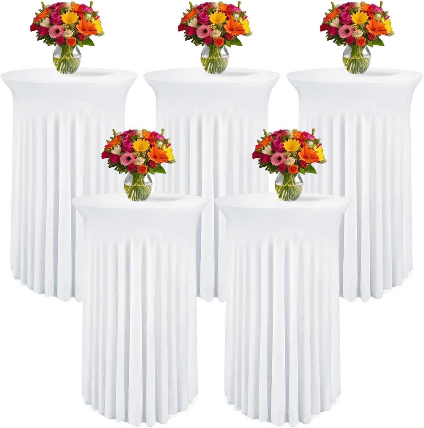 Amazon.com: 5 Pack Round Spandex Cocktail Tablecloths with Skirt ...