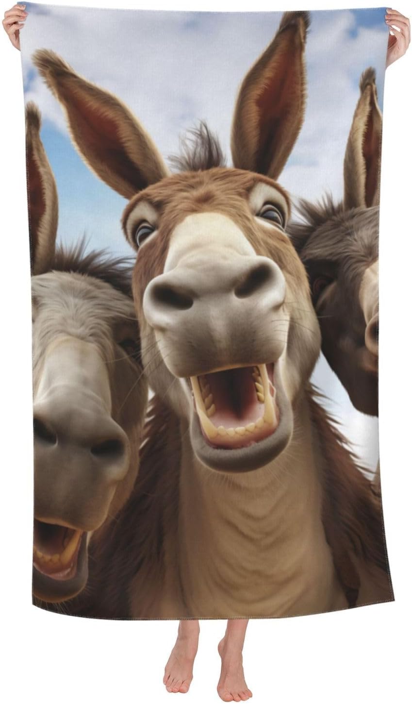 Amazon.com: VANZEV Beach Towel Funny Donkey Theme Sand-Free Microfiber ...
