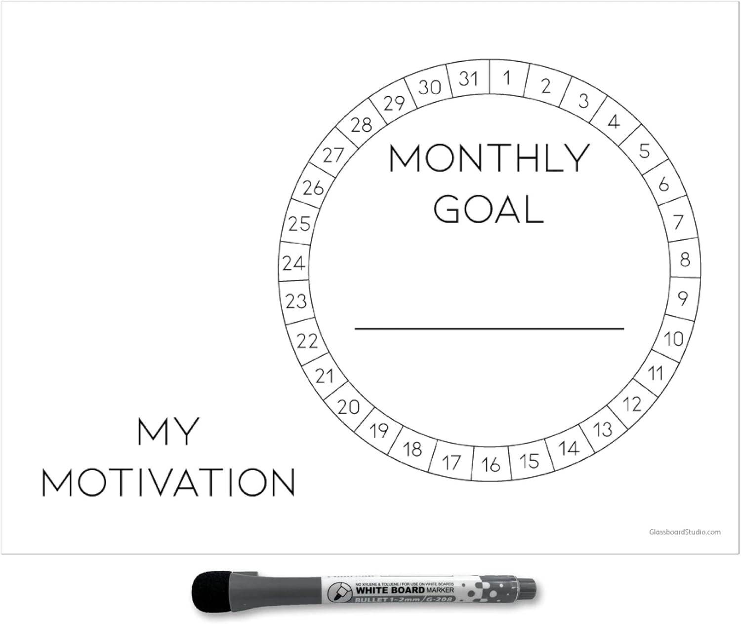 Amazon.com : Dry Erase Whiteboard Monthly Goal Tracker Sticker Decal ...