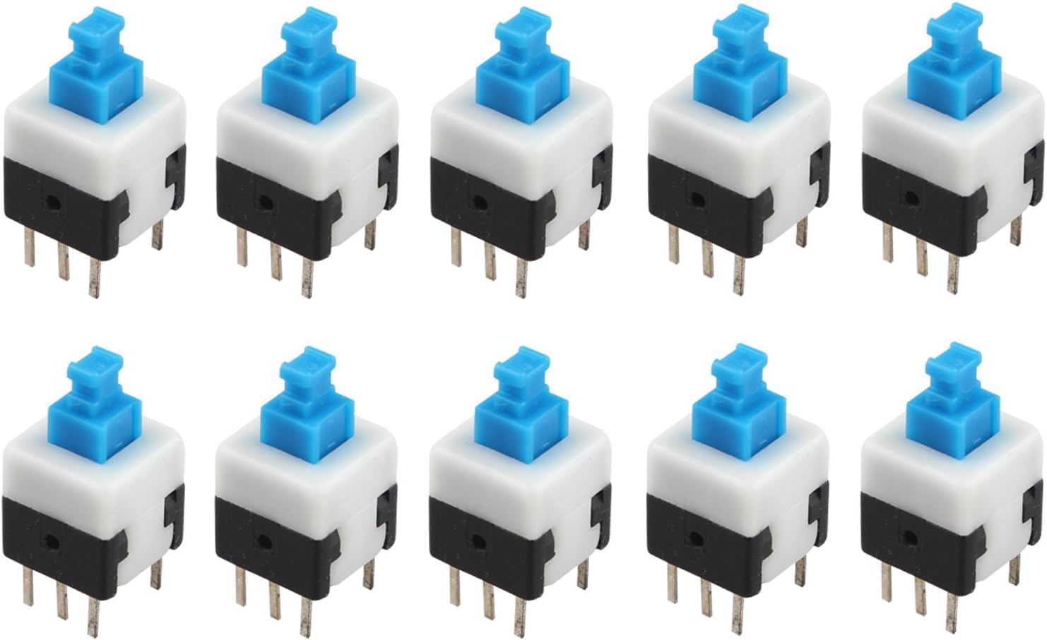 Generic 10 x 2 Action Switch (Latching Switch) 6 Tips 8x8mm Blue ...