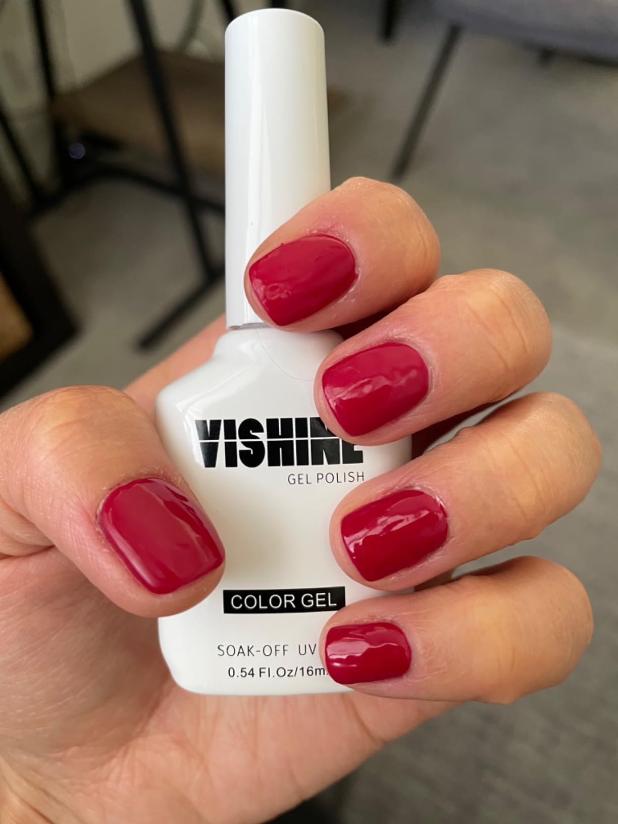 Vishine Dark Red Gel Nail Polish, 16ml Soak Off Gel Polish, UV Light ...