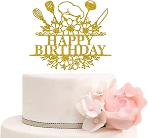 Amazon.com: ZLPDS Chef Happy Birthday Cake Topper, Cooker/Masterchef ...
