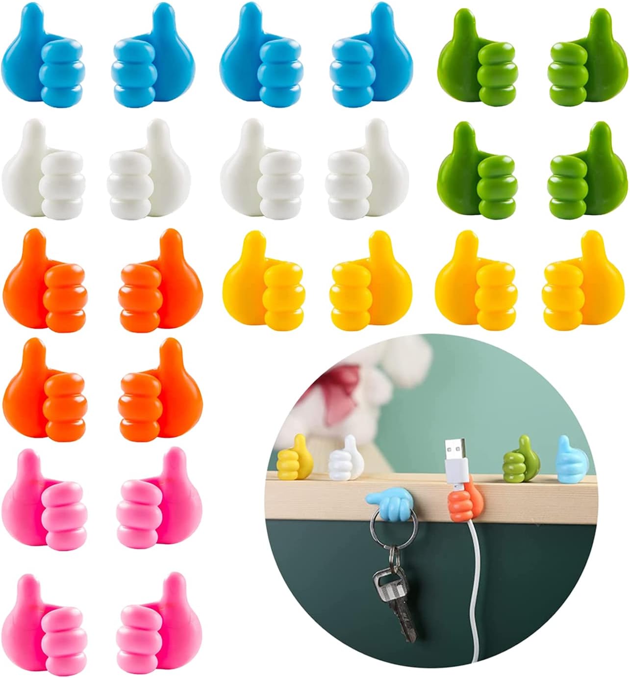 RADISOPH 24 Pcs Thumb Hooks,Self Adhesive Wall Hooks for Home and ...