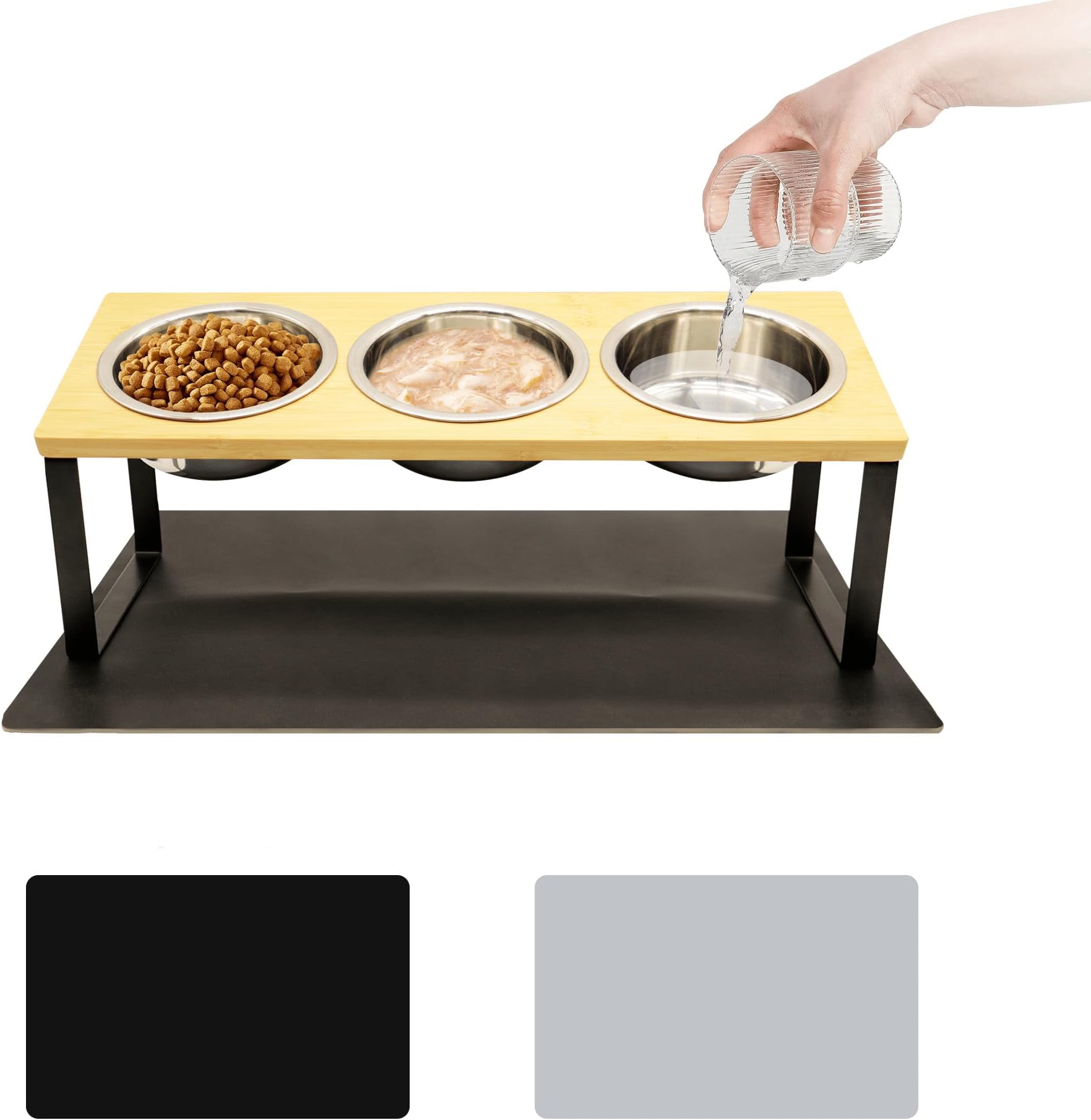 Valuepeak Elevated Cat Bowls with 3 Stainless Steel Bowls and Food Mat ...