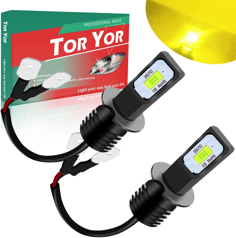 Amazon.com: TORYOR H3 LED Bulb Yellow H3 Fog Light Bulb H3 LED Fog ...