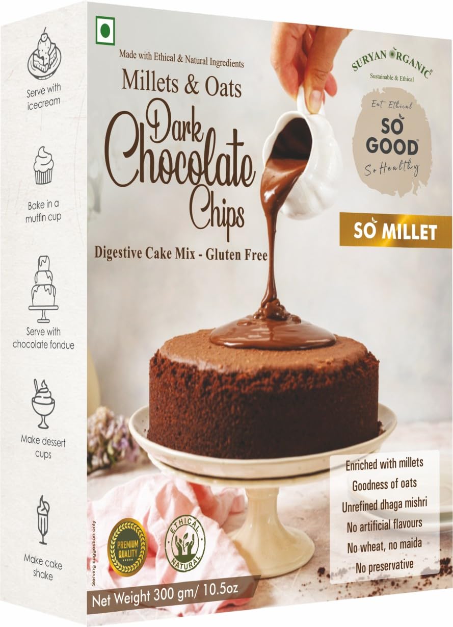 SO GOOD Digestive Millets & Oats Dark Chocolate Chips Cake Mix 300gm ...