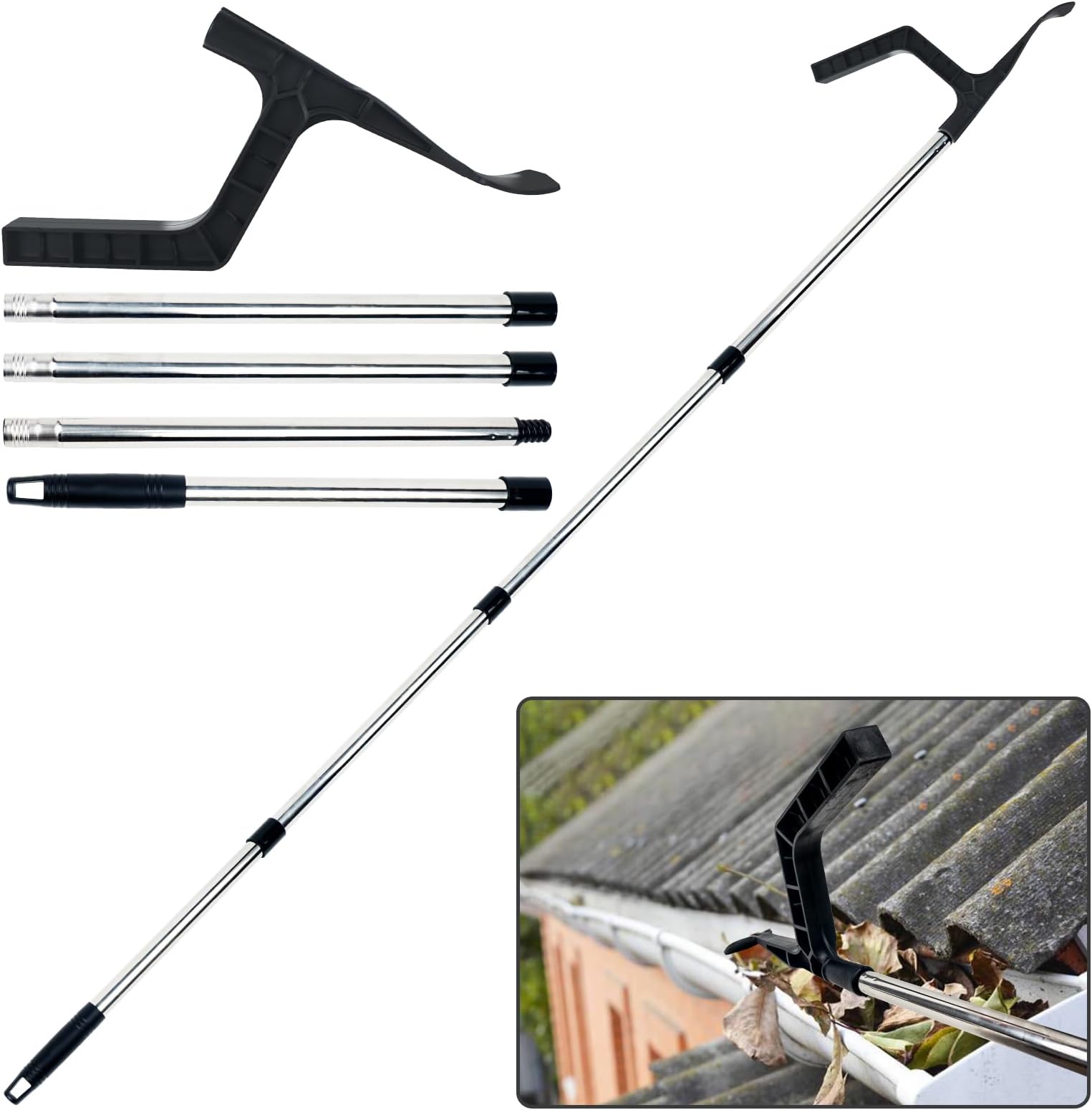 Gutter Cleaning Tool with extendable Pole - Scraper Cleaner Tool to ...