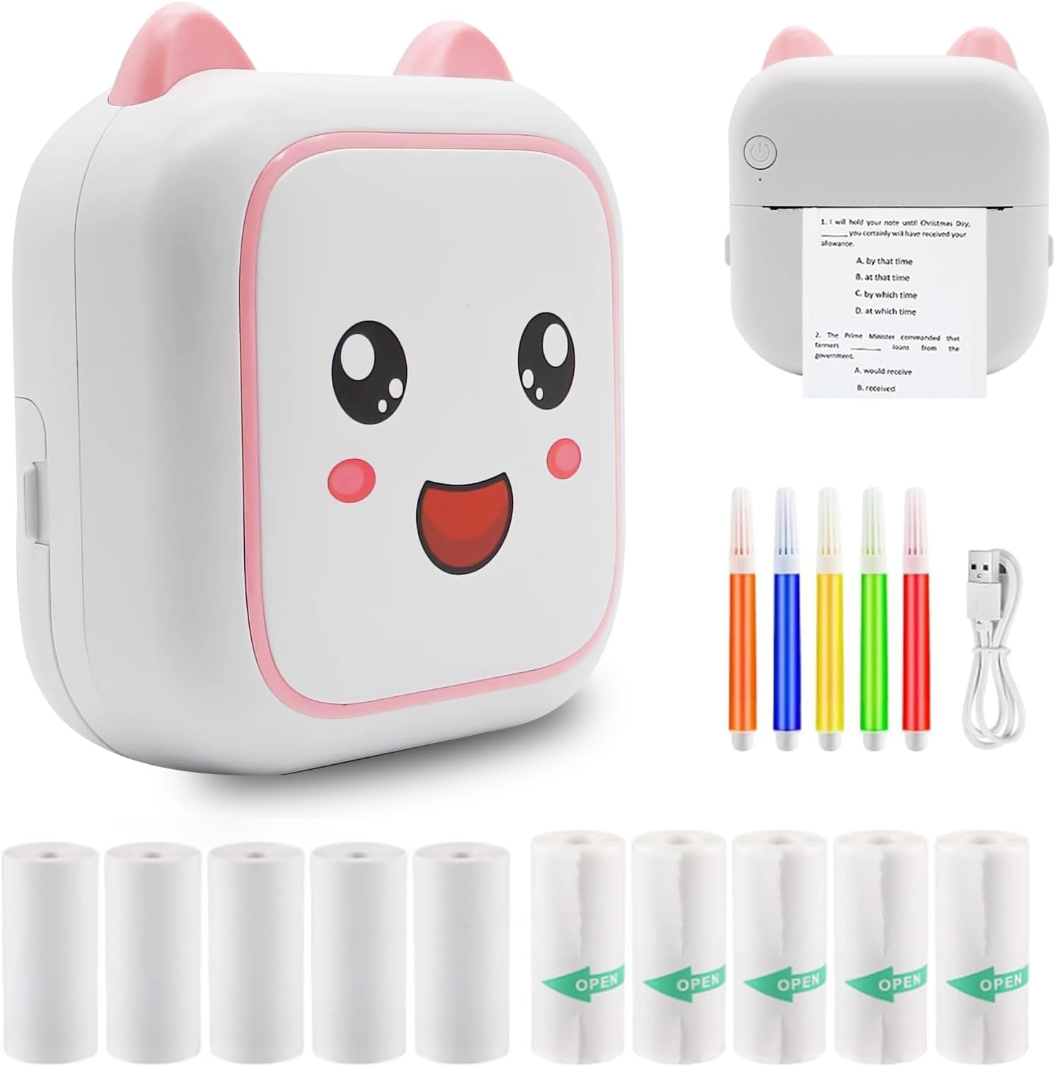 Amazon.com: PRINHSJI Mini Printer Sticker Thermal Printer with 11 Rolls ...