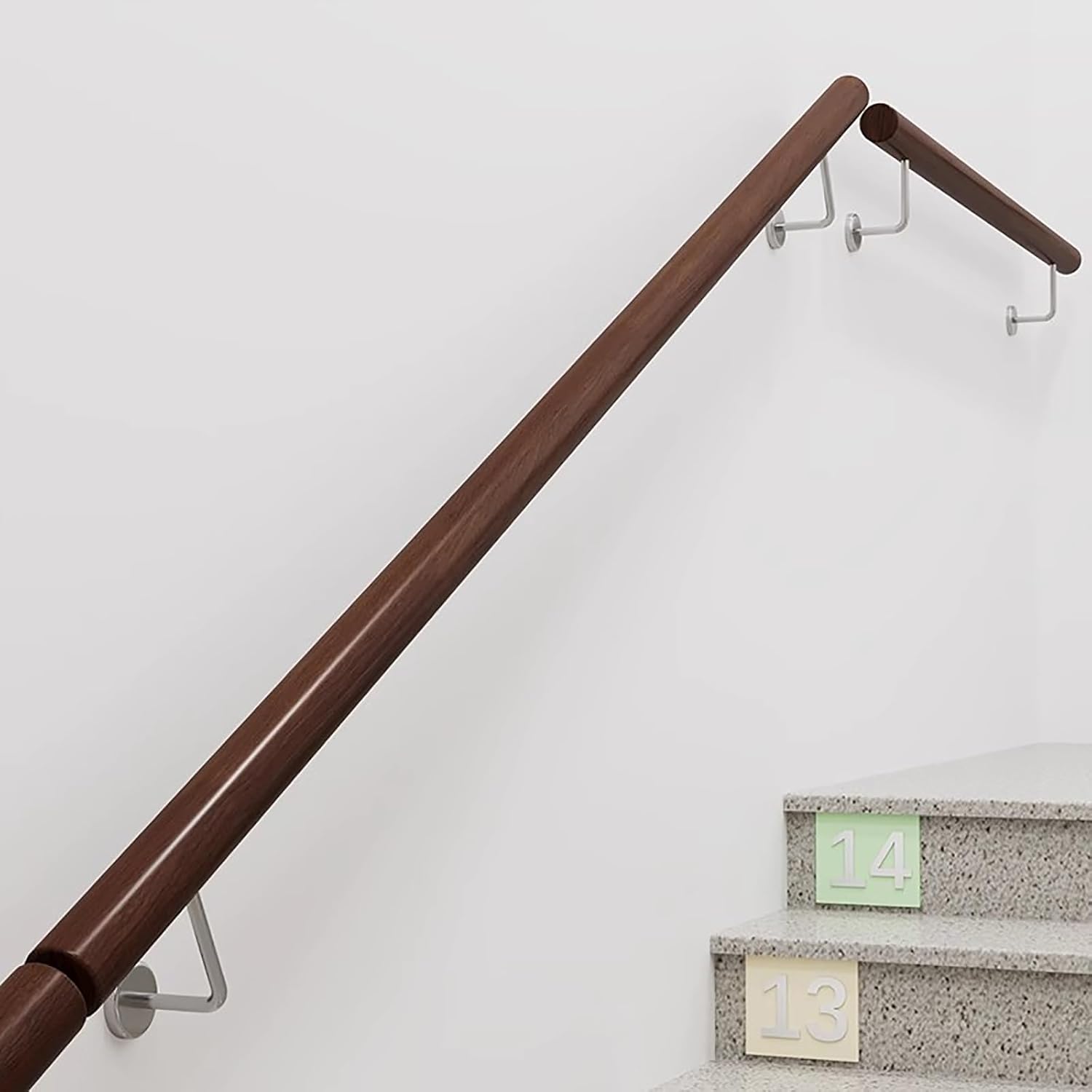 Solid Wood Bannister Rail for Stairs Wall Mount Heavy Duty Handrail for ...