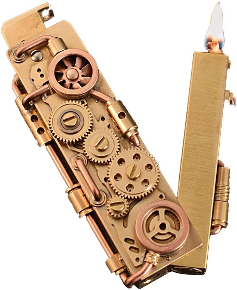 MEJEJO Kerosene Lighter, Retro Gear Handmade Brass Lighter, Collectible ...