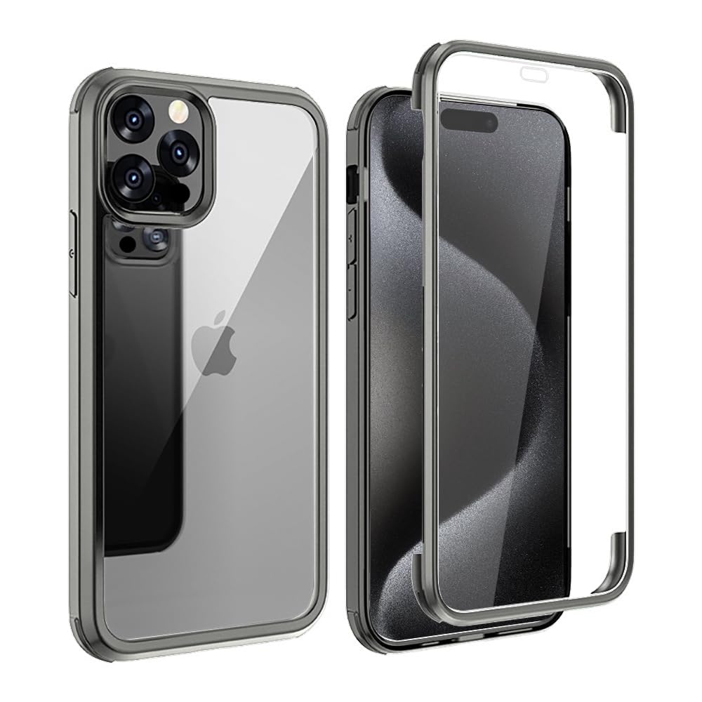 Amazon.co.jp: YSAN iPhone15 ケース 360度全面保護 [100％画面感度][両面透明] クリアフルカバー 米軍 ...