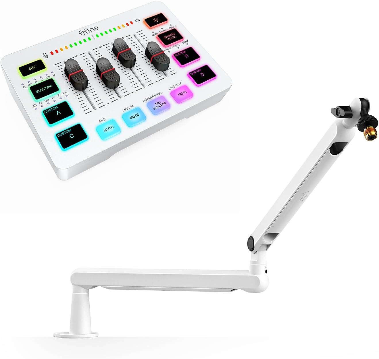 Amazon.com: FIFINE Audio Mixer and Arm Mic Stand Set,Gaming Streaming ...