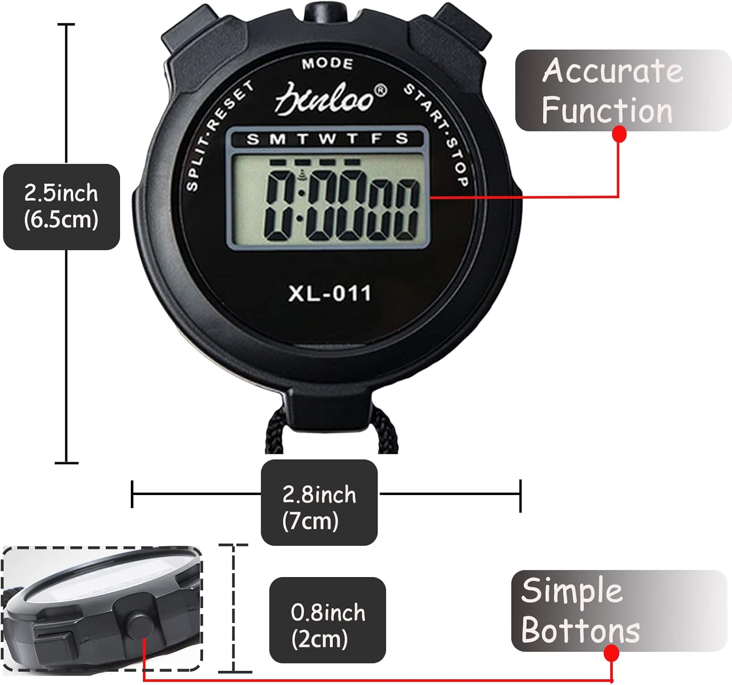 Digital Sports Stopwatch Timer, Large Display Stopwatch Waterproof ...