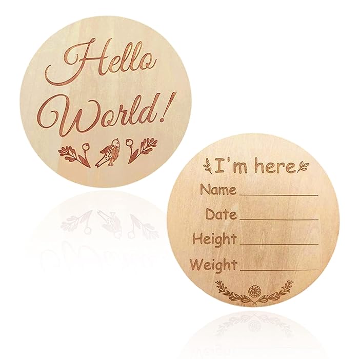 Buy Wooden Newborn Welcome Sign, Hello world I’m Here Baby Birth ...
