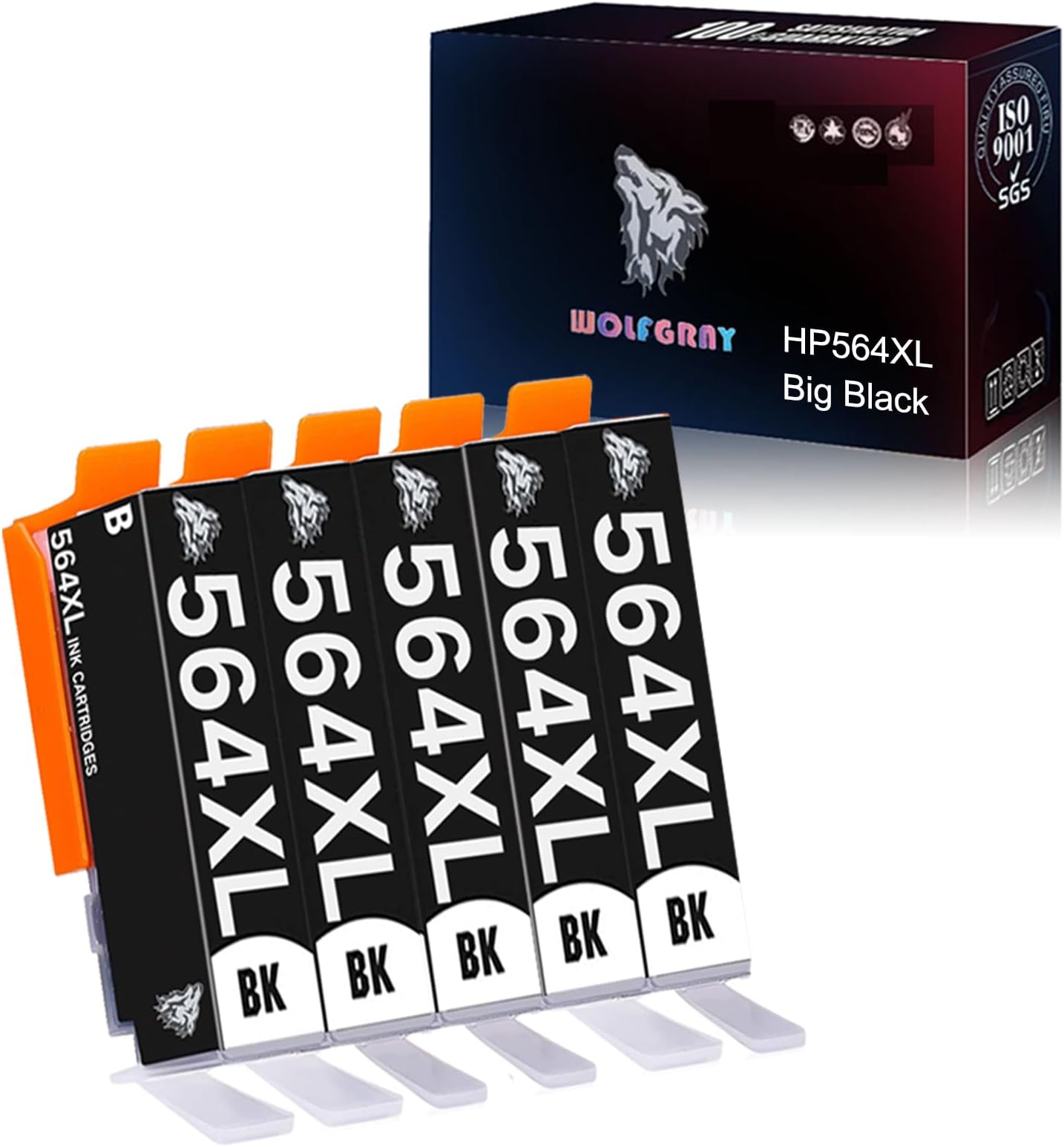 Wolfgray 564XL High Yield Black Ink Cartridges 5 Pack Replacement for ...