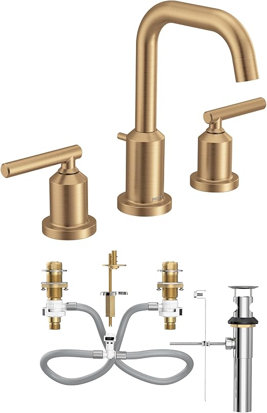 Moen Gibson Bronzed Gold Two-Handle High Arc Widespread Bathroom Sink ...