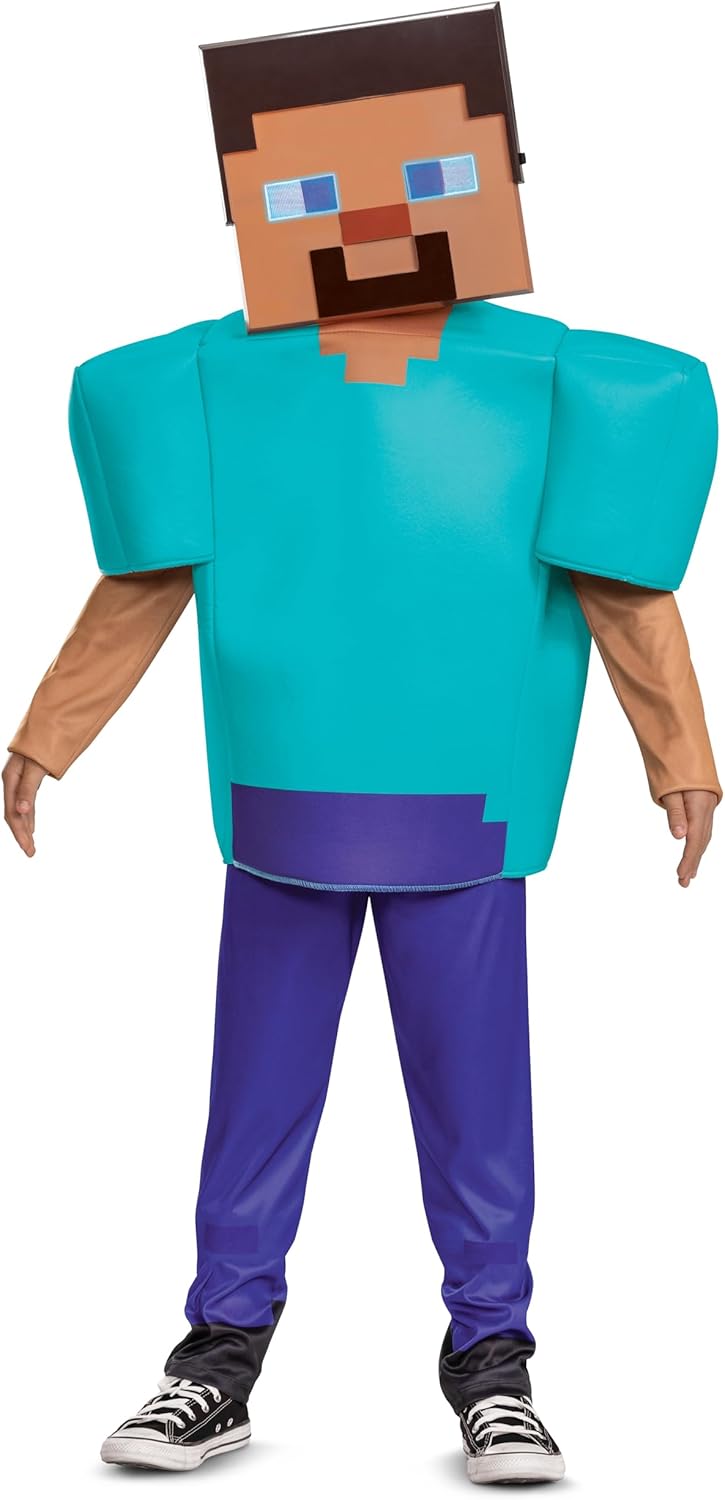 Disguise Herobrine Steve Costume, Official Minecraft Deluxe Kids ...