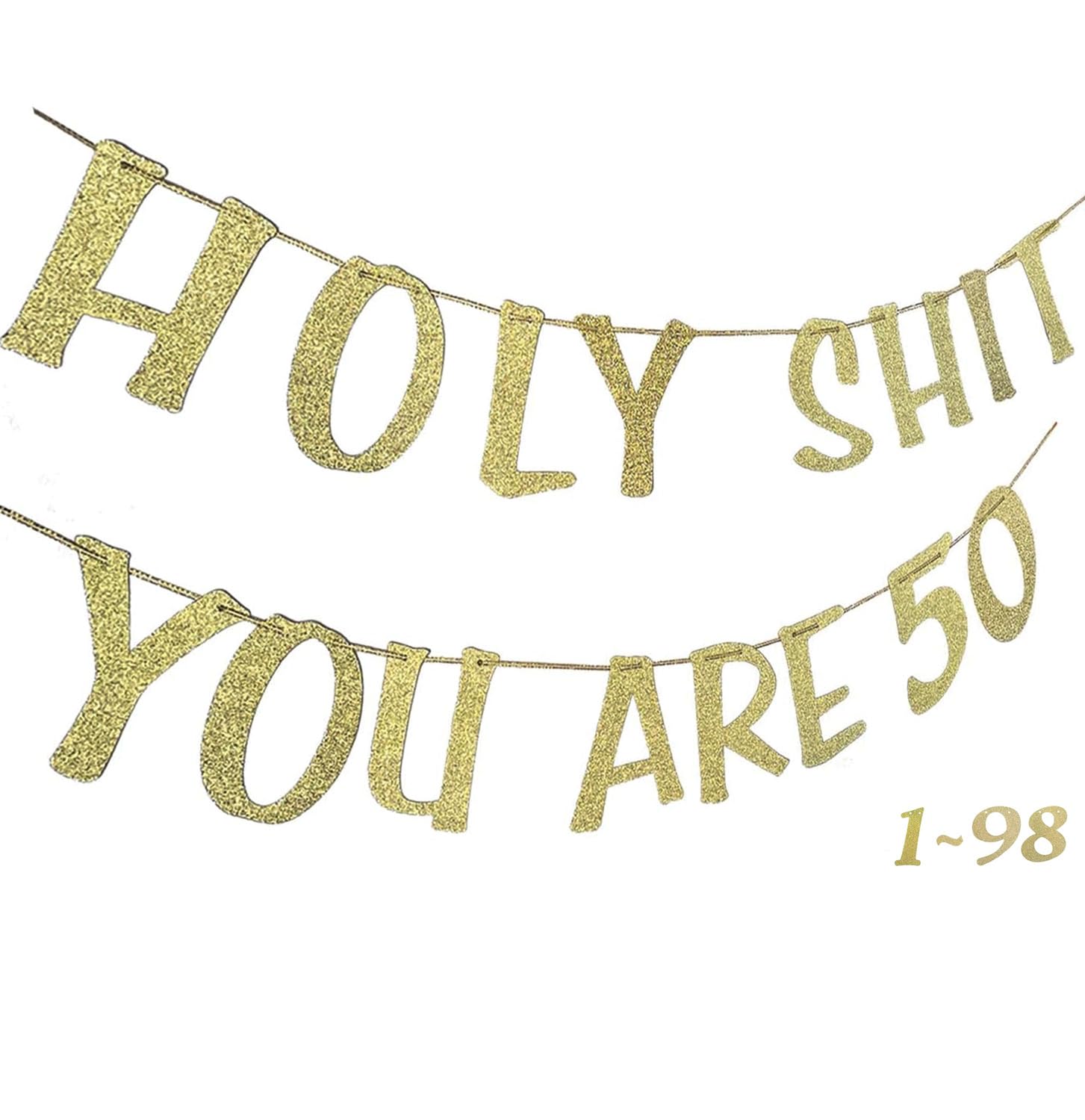 Amazon.com: Funny Birthday Sign Birthday Banner Gold Glitter Banner ...