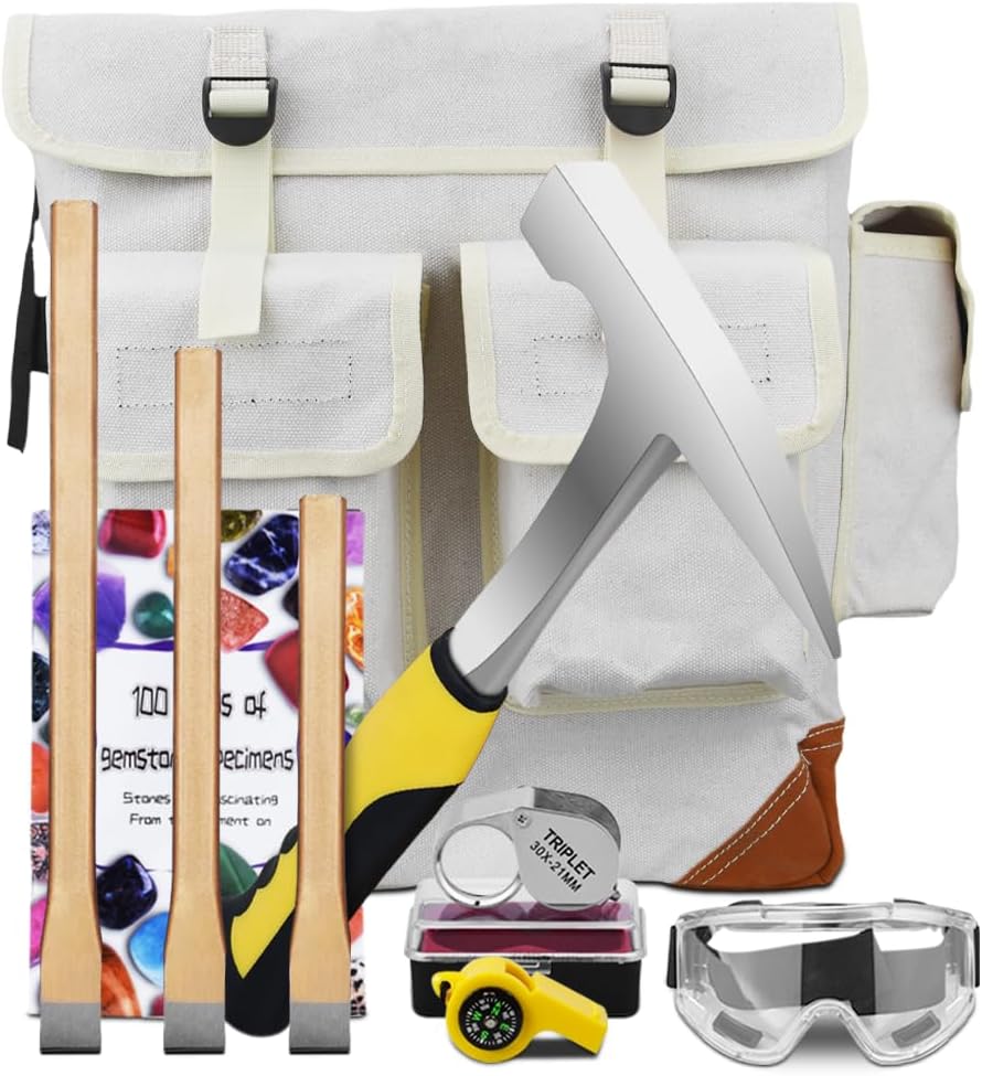 Complete Rock Hounding and Mining Tool Kit: 9 PCS Set with 22oz Rock ...